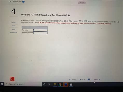 Solved Ch 7 Homework Problem 7 7 Tips Interest And Par Value