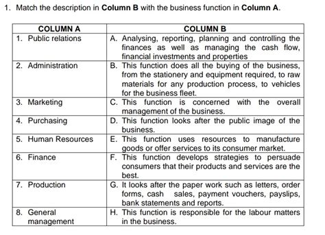 1 Match The Description In Column B With The StudyX