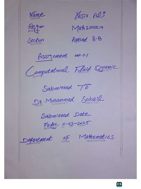 Cfd Assignment 1 Pdf