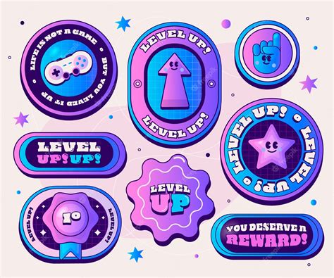 Free Vector Gradient Level Up Label Collection