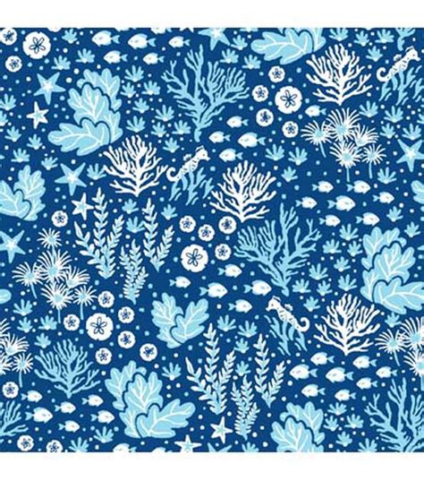 Stitch And Sparkle Blue Coral Cotton Fabric Joann