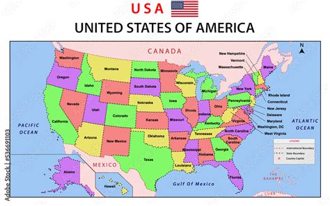 Fototapeta USA Map Political Map Of The United States Of America