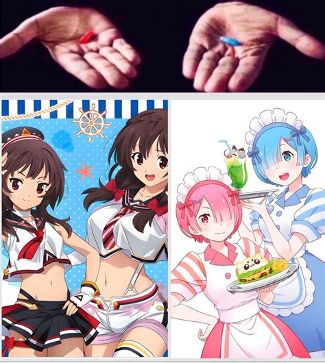 Slice Of Anime 💛 On Twitter Red Or Blue ️💙 Konosuba Duo Or Rezero Duo