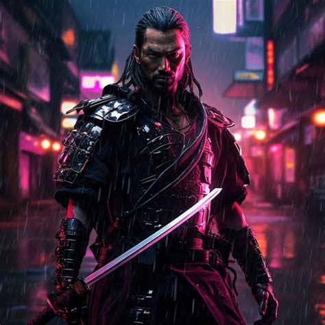 Premium Photo Portrait Of Samurai With A Sword And A Sword In The