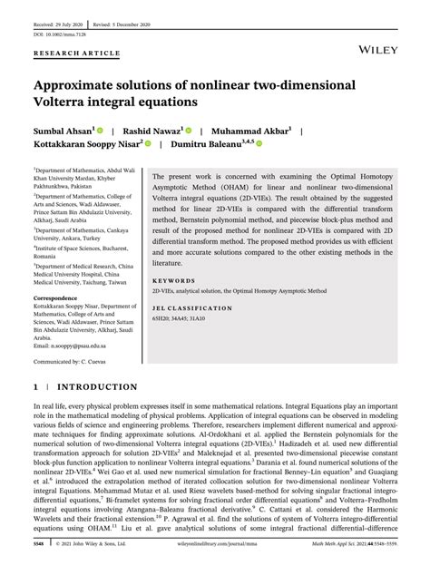 Approximate Solutions Of Nonlinear Two Dimensional Volterra Integral