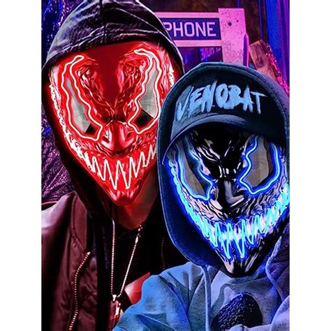 Halloween Mask Led Light Up Masks Scary Neon Glow Mask Cool Halloween