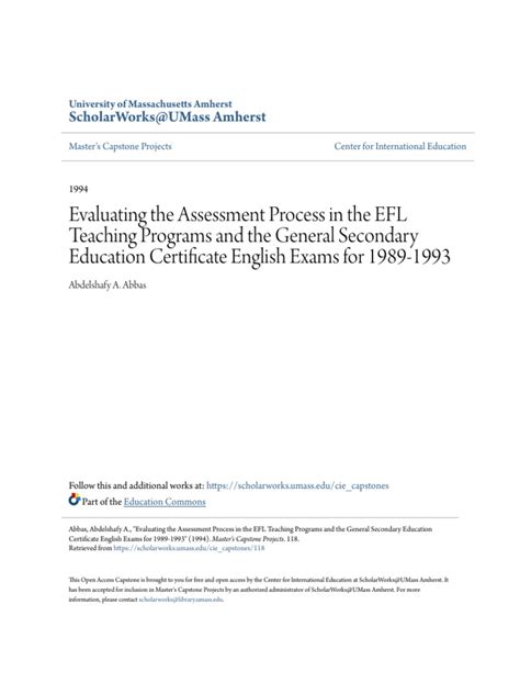 Evaluating The Assessment Process In The Efl Teaching Programs An Pdf Educational Assessment