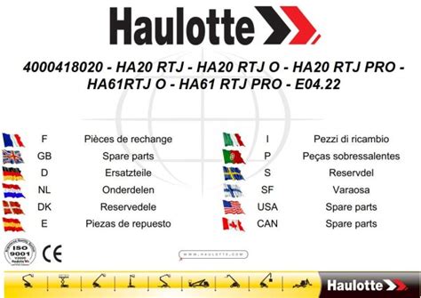 Haulotte Articulating Boom Lift Ha20rtj To Ha61rtj Pro Spare Parts