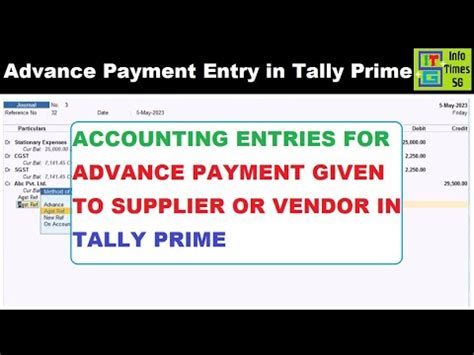 Advance Payment Entry in Tally Prime | Complete Entries for Advance ...