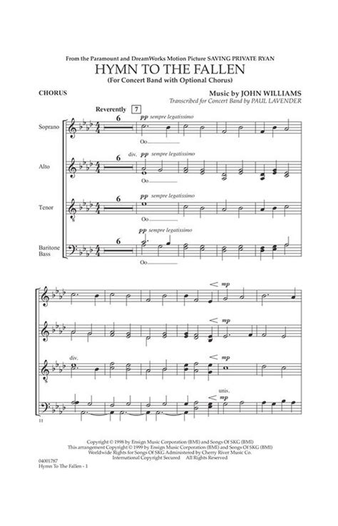 Hymn To The Fallen John Williams Sheet Music For Concert Band