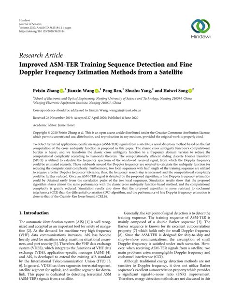 Pdf Improved Asm Ter Training Sequence Detection And Fine Doppler