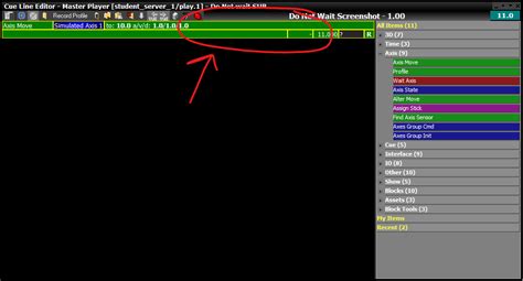 Nav Gui Displaying Do Not Wait For An Axis Move In The Cue Line