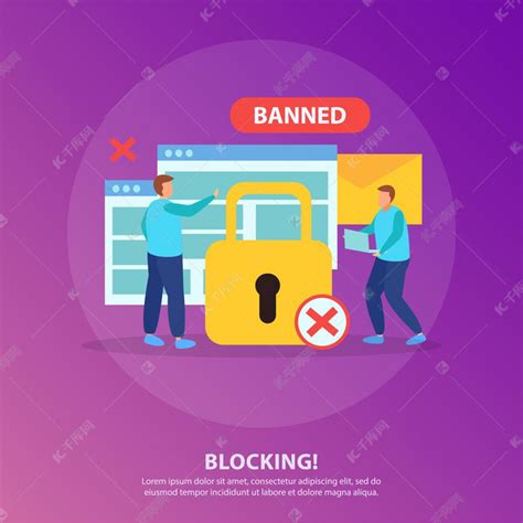 用黄色挂锁红十字禁止标志阻止人们在线聊天平面圆形组合矢量图素材图片免费下载 千库网