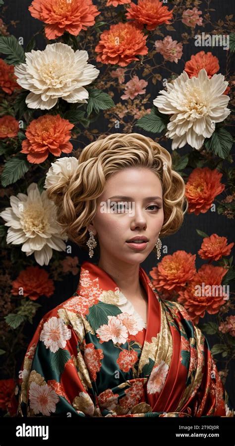 Iconic Blonde Girl Dons A Stunning Traditional Japanese Kimono Adorned