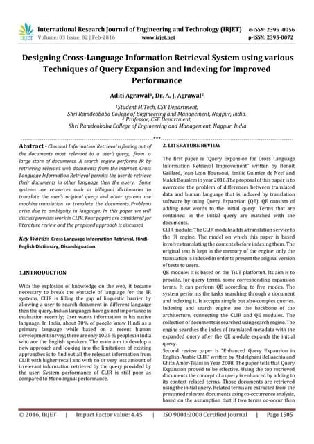 Designing Cross Language Information Retrieval System Using Various