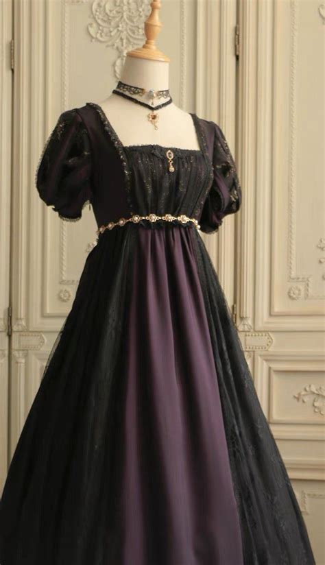 Regency Dark Purple Black Ball Gown Bridgerton Regency Dress Gothic Plus Size Pretty