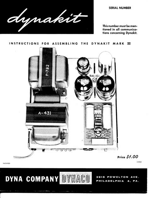Dynaco Dynakit Mk 3 Schematic Owners Manual Pdf