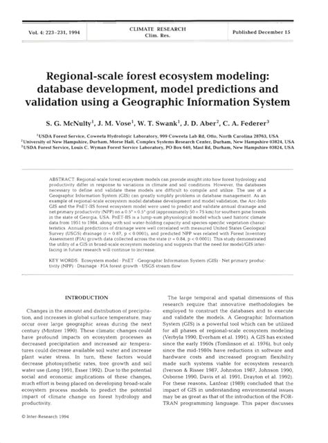 pdf regional scale forest ecosystem modeling database development