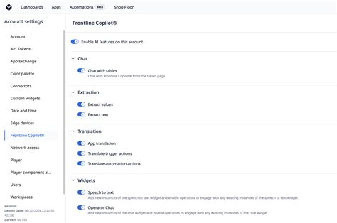 Tulip Ai Settings Page