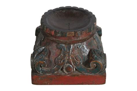 Matching Pair 2 Of Antique Indian Pillar Base Candles Jardinopia Ltd
