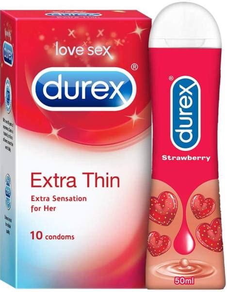 Durex Extra Thin Condom 10s And Lube Strawberry Flavoured Lubricant