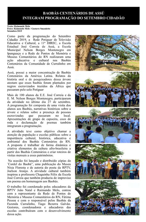 Baobás Centenários De Assú Integram Programação Do Setembro Cidadão