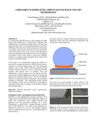 A Reliable Wafer Level Chip Scale Package WLCSP Technology PDF
