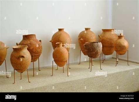 Storage Jugs In The Archaeological Museum In Vathy Samos Greece Stock