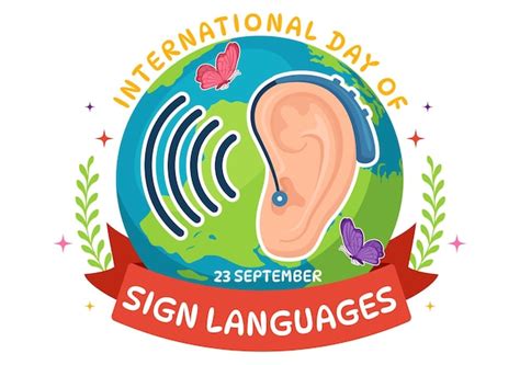Ilustração do dia internacional das línguas de sinais gestos manuais e deficiência auditiva