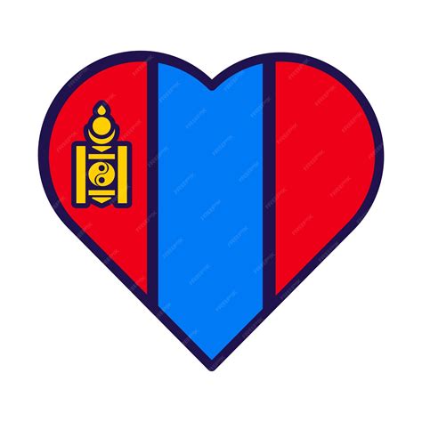 국가 몽골 국기 색상의 애국자 심장 몽골 독립 기념일의 축제 요소 특성 흰색 배경에 고립된 국가 국기의 국가 색상에 있는 만화