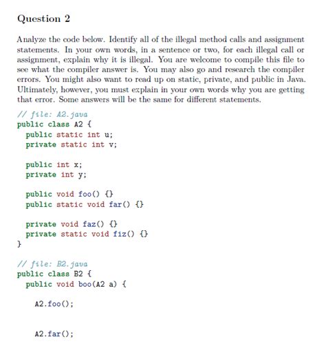 solved question 2 analyze the code below identify all of