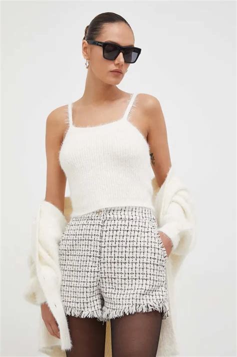 Шорты Guess женские цвет бежевый с узором высокая посадка | ANSWEAR.ua