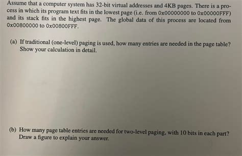 Solved Assume That A Computer System Has 32 Bit Virtual