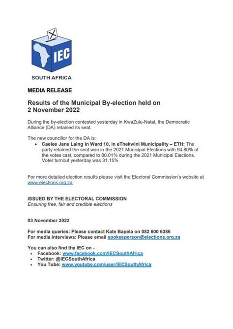 Iec Electoral Commission Of South Africa On Linkedin Media Release