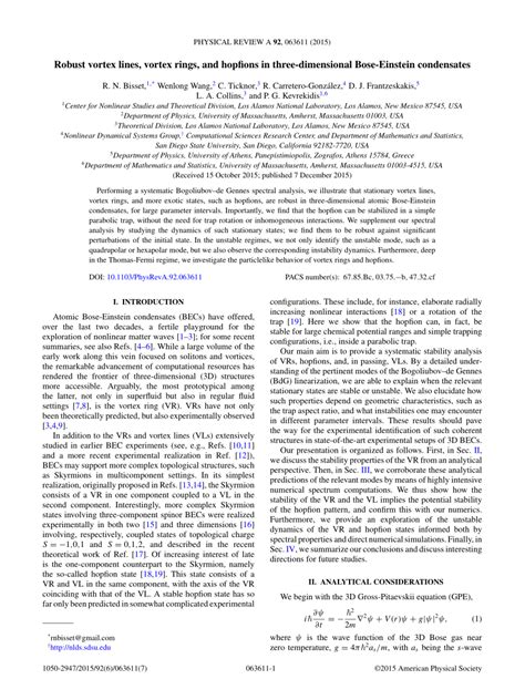 Pdf Robust Vortex Lines Vortex Rings And Hopfions In Three