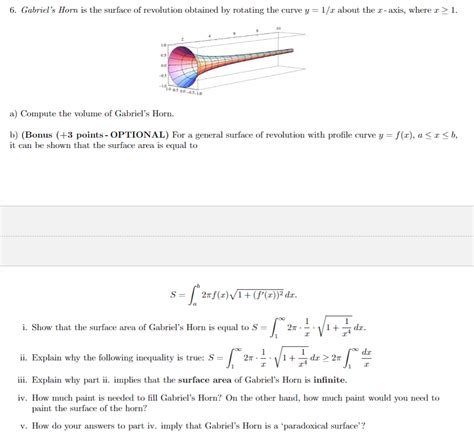 Solved Gabriel S Horn Is The Surface Of Revolution Obtained Chegg