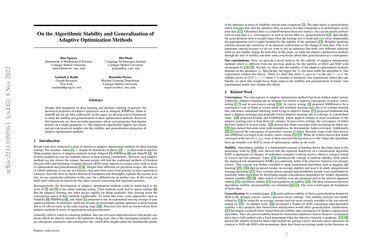 On The Algorithmic Stability And Generalization Of Adaptive