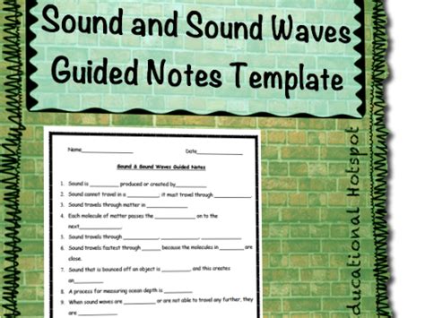 Sound And Sound Waves Guided Notes Template Teaching Resources