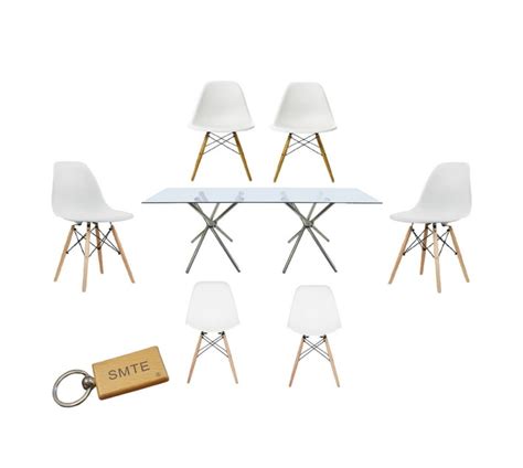 Someones In A Makro 7 Piece Rectanguler Glass Table And Wooden Leg