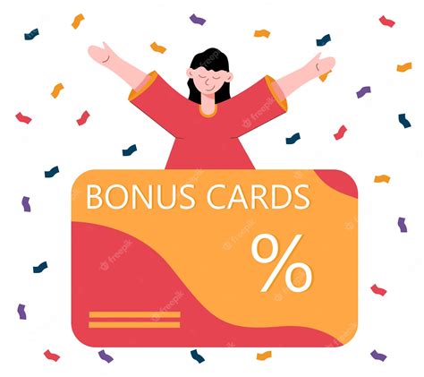 Premium Vector Bonus Card The Girl Joyfully Raises Her Hands Up
