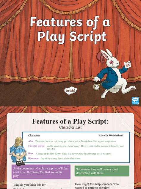 Features Of A Play Script Pdf Alices Adventures In Wonderland