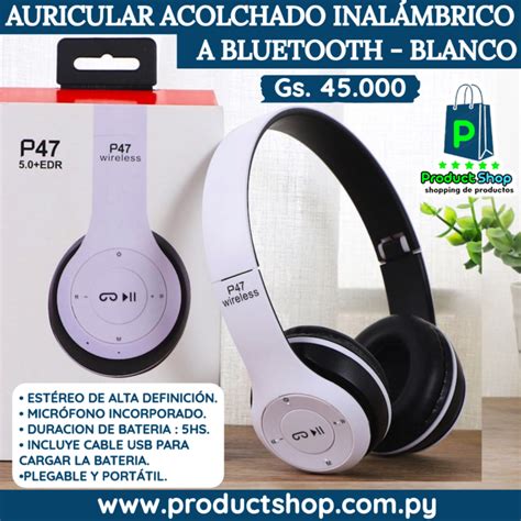Auricular Acolchado Inalámbrico A Bluetooth Blanco Productshop