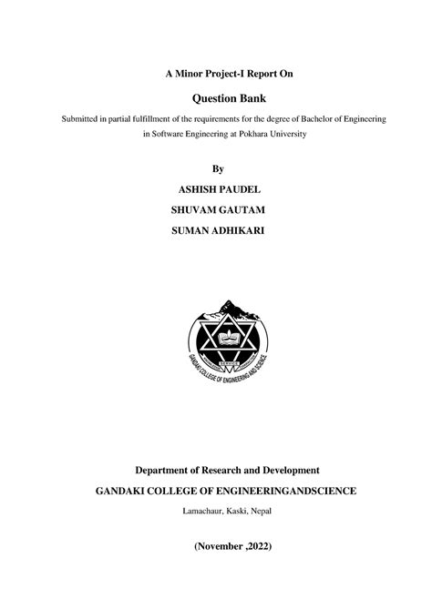Question Bank Final Report November 2022 A Minor Project I Report