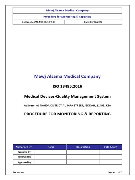 Pr Monitoring And Reporting Procedure Download Free Pdf Safety Audit