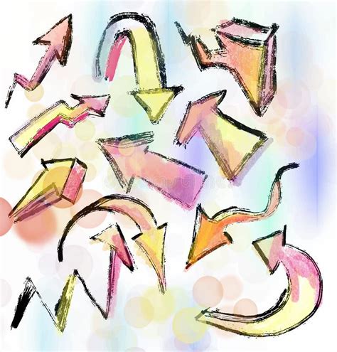Multi Colored Arrows Drawn In Black Pencil In Different Directions