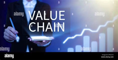 Writing Displaying Text Value Chain Word Written On Set Of Functional