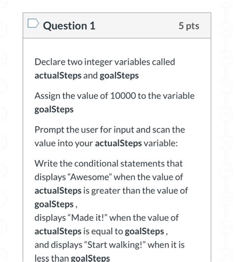 solved question 1 5 pts declare two integer variables called