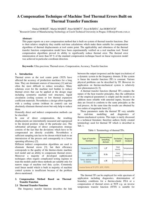pdf a compensation technique of machine tool thermal errors built on