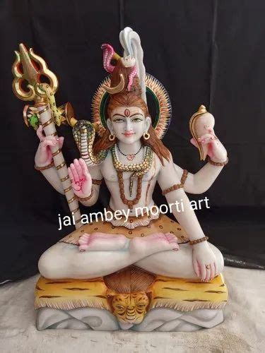 Multicolor Painted Marble Shiva Statue For Worship Size 25 Feet At