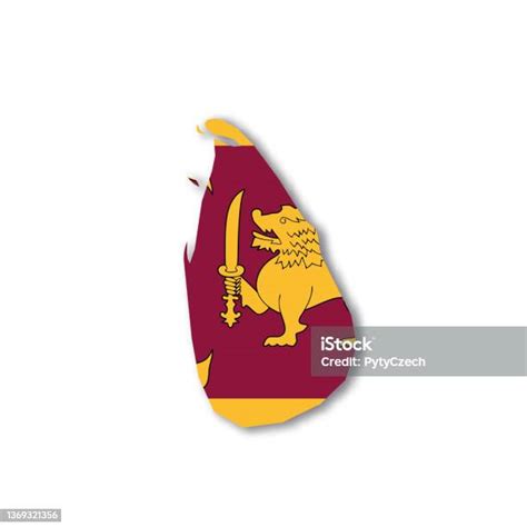 Sri Lanka National Flag In A Shape Of Country Map向量圖形及更多地圖圖片 地圖 斯里蘭卡